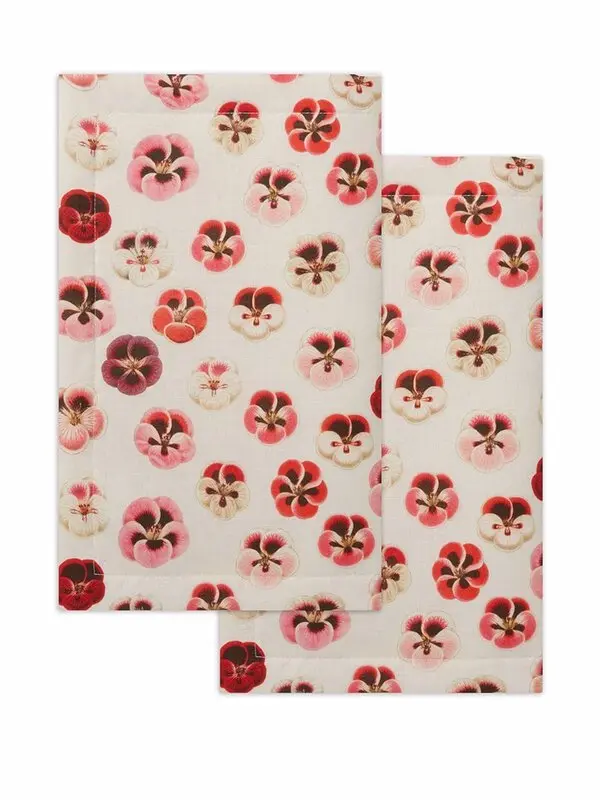 La DoubleJ Set Of 2 Pansy-print Table Mats
