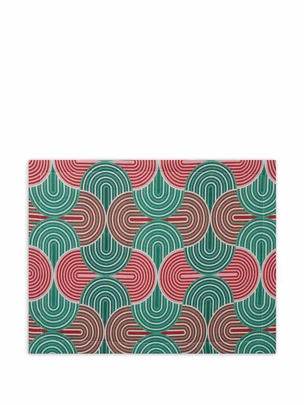 La DoubleJ Set Of 2 Geometric-print Table Mats - Green