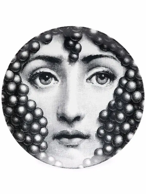 FORNASETTI Graphic Porcelain Plate - Black