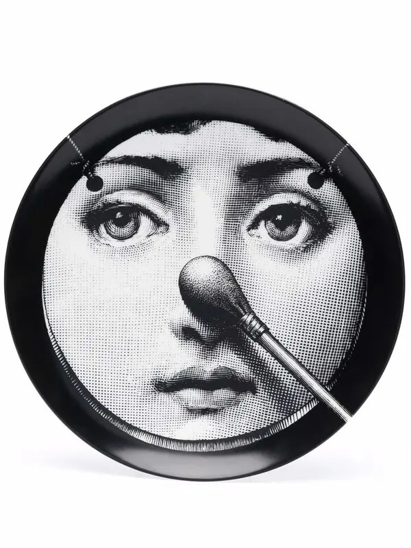 FORNASETTI Graphic Porcelain Plate - Black