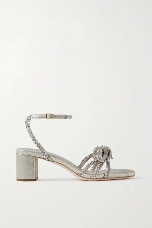 LOEFFLER RANDALL Mikel Crystal-embellished Metallic Suede Sandals - Silver