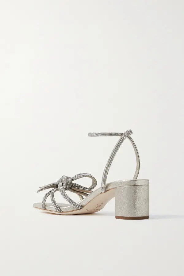 LOEFFLER RANDALL Mikel Crystal-embellished Metallic Suede Sandals - Silver
