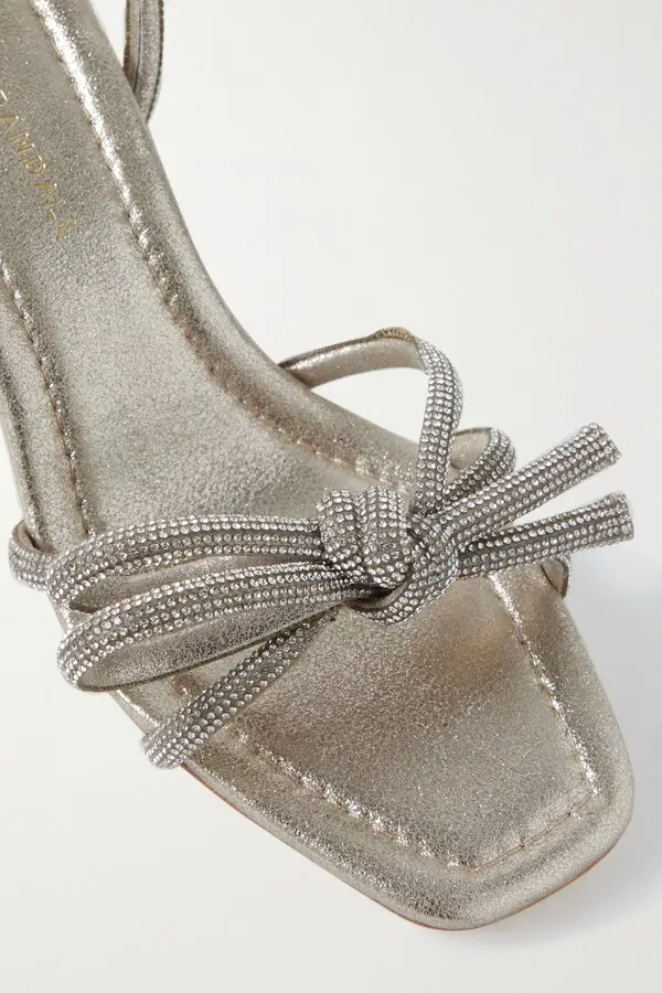 LOEFFLER RANDALL Mikel Crystal-embellished Metallic Suede Sandals - Silver