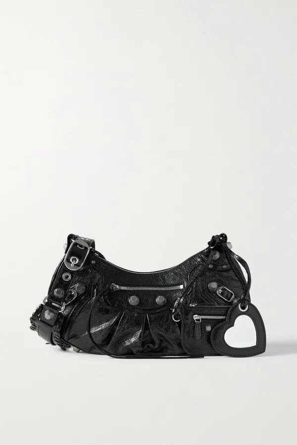 Balenciaga Le Cagole Small Crinkled-leather Shoulder Bag - Black