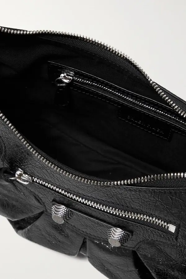 Balenciaga Le Cagole Small Crinkled-leather Shoulder Bag - Black