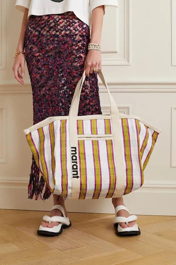 Isabel Marant Darwen Striped Canvas Tote