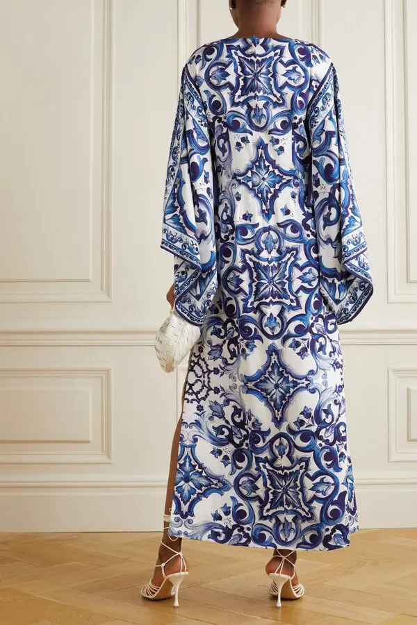 Dolce & Gabbana Maiolica Printed Stretch-silk Kaftan