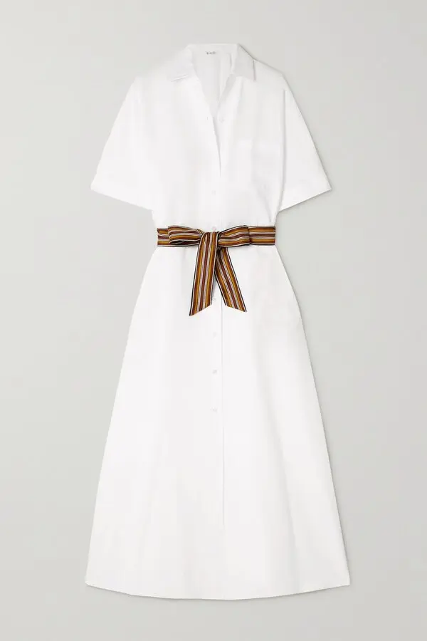 Loro Piana Clarissa Belted Linen Shirt Dress - White | Editorialist