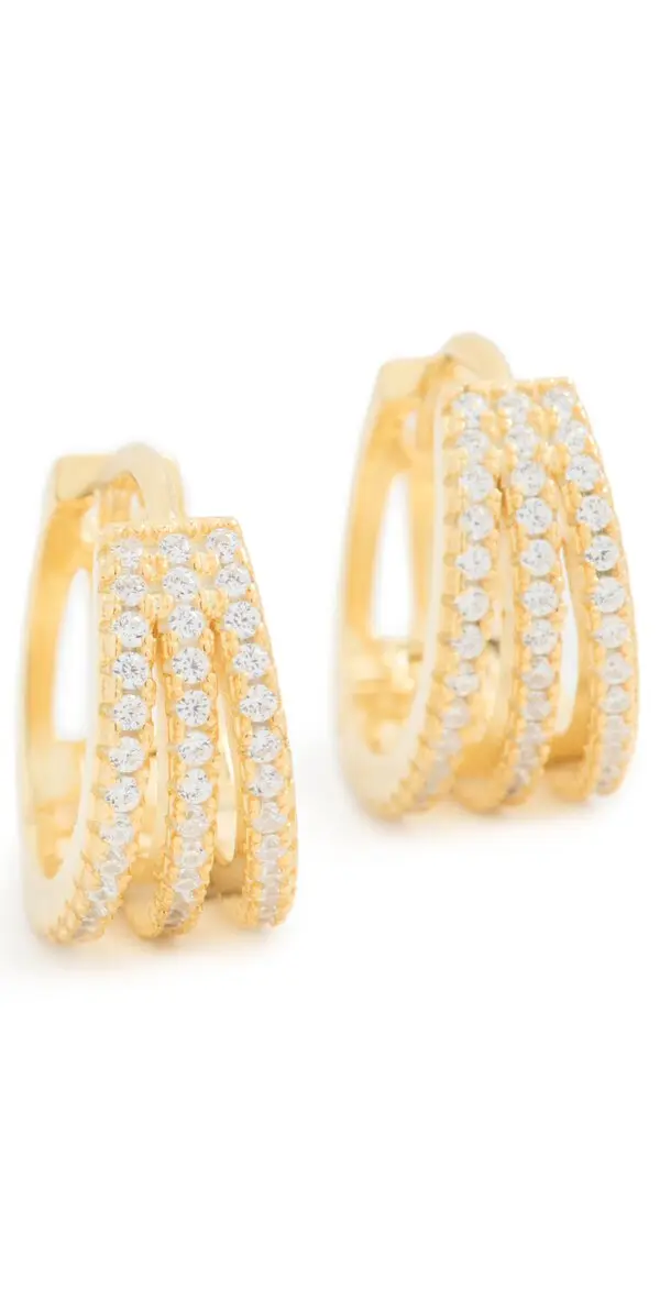 ADINA'S JEWELS Pave Tripe Row Huggie Earrings
