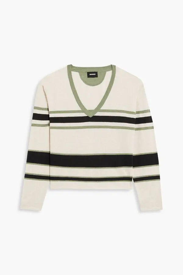 Monrow Striped Stretch-knit Sweater