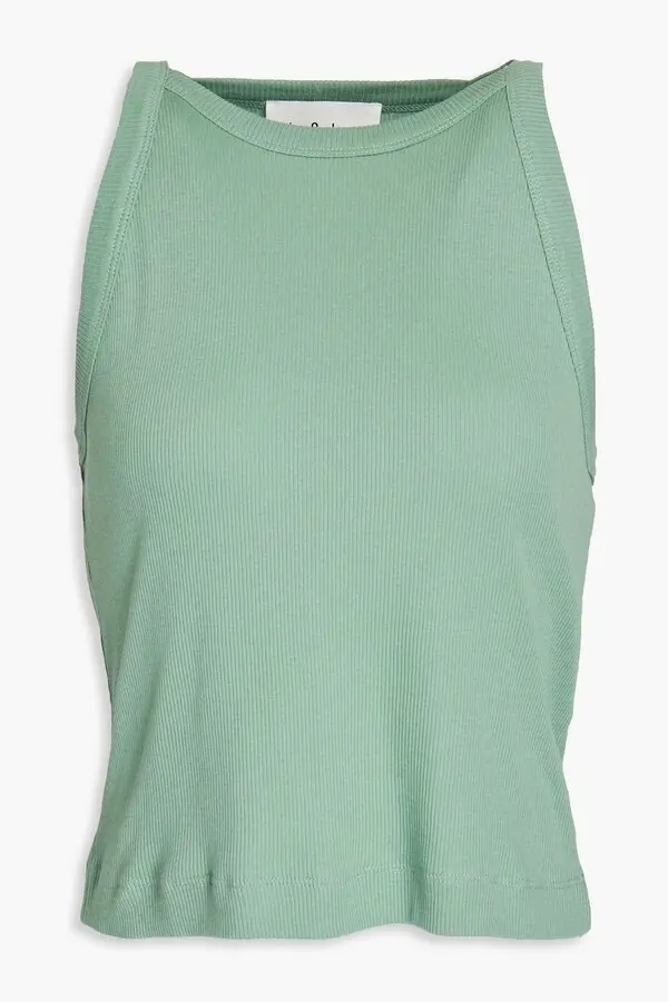 Ba&sh Ribbed Jersey Halterneck Tank - Light Green