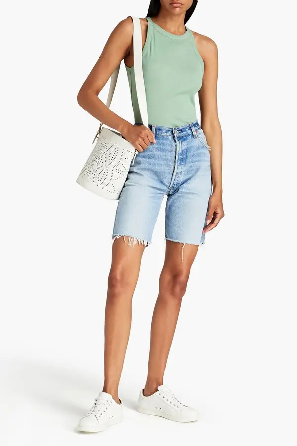 Ba&sh Ribbed Jersey Halterneck Tank - Light Green