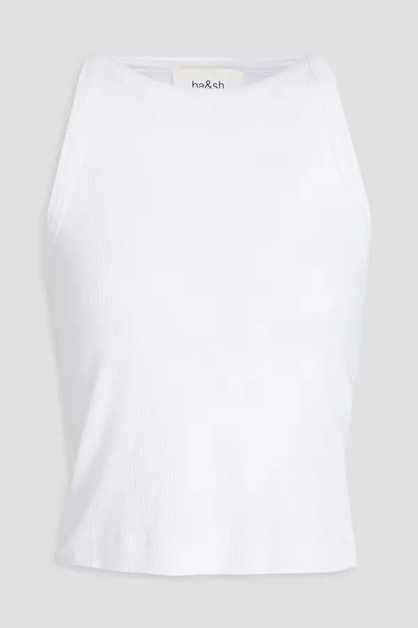 Ba&sh Ribbed Jersey Halterneck Tank - White