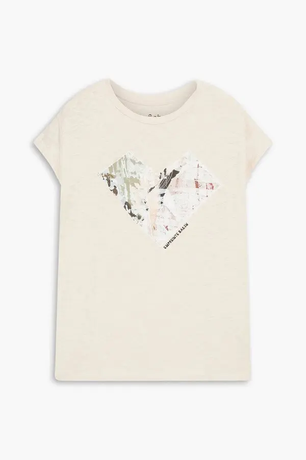 Ba&sh Vadim Printed Slub Cottonjersey Tshirt - Pastel Pink