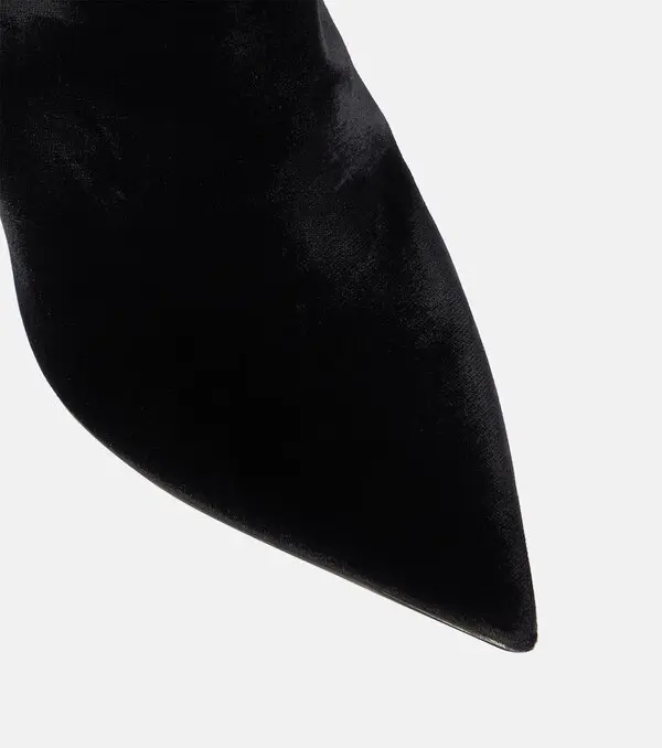 Balmain Robin Monogram Velvet Knee-high Boots