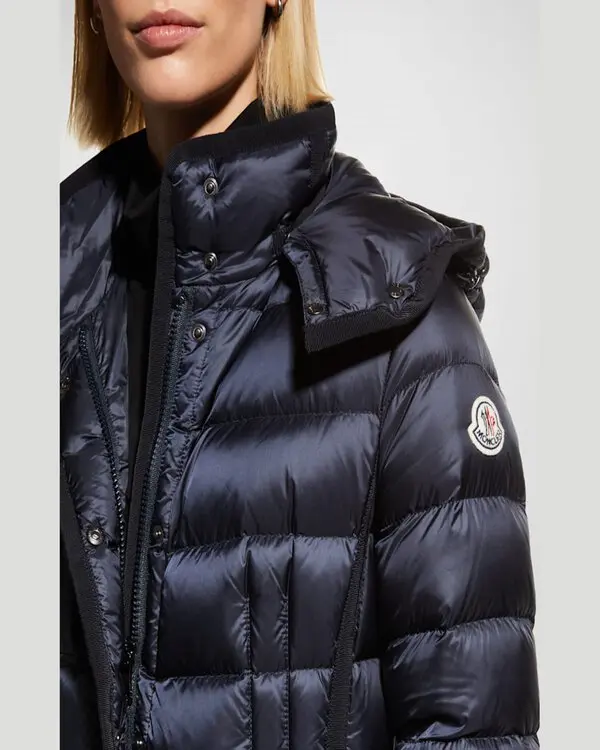 Moncler Hermine Hooded Puffer Jacket Navy Editorialist