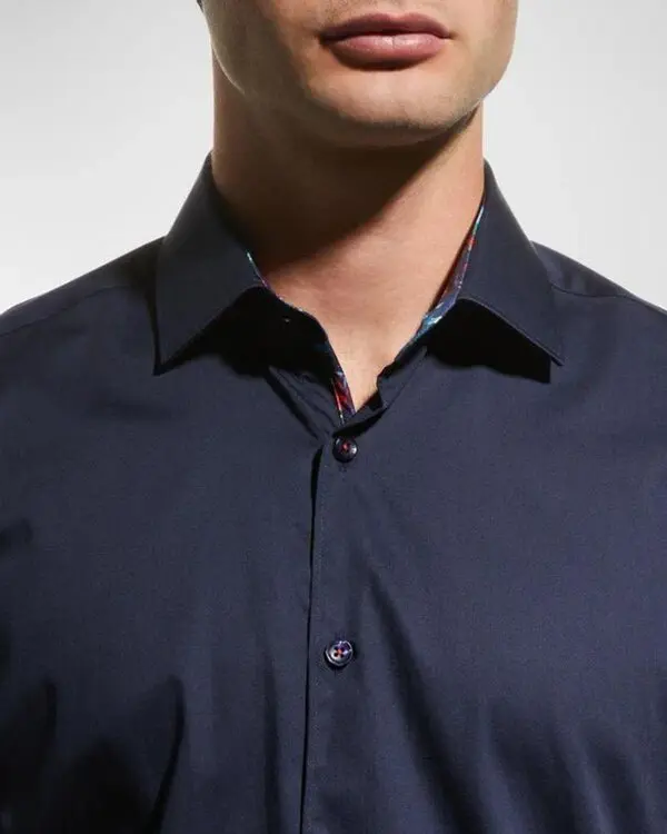 JARED LANG Apos;s Contrast-reverse Sport Shirt - Navy