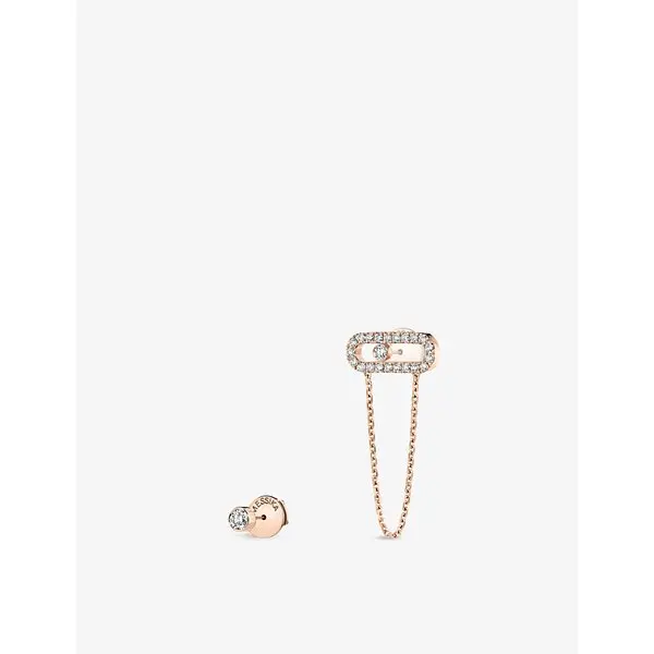 Messika Move Uno 18ct Gold And Diamond Chain And Stud Earrings - Rose Gold