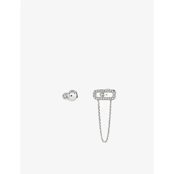 Messika Move Uno 18ct Gold And Diamond Chain And Stud Earrings - White Gold