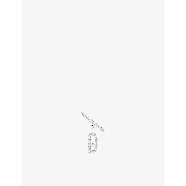 Messika Move Uno Pavé Drop 18ct Gold And Diamond Earring - White Gold