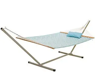 CASTAWAY LIVING 52' Light Blue Quilted Hammock Combo With Pillo And Stand - One-color