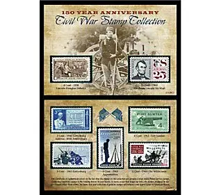 AMERICAN COIN TREASURES 150th Anniversary Civil War Commemorative Stamp Collection - One-color