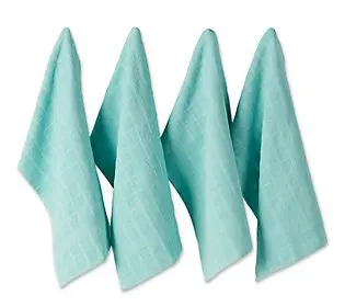 DESIGN IMPORTS Set Of 4 Solid Windowpane Terry Hen Towels - One-color