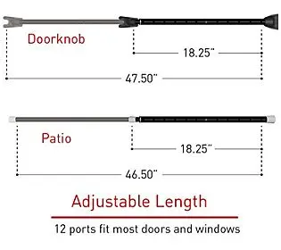 SECURITYMAN 51' Adjustable 2 Door Knob & Sliding Door Black Security Bar