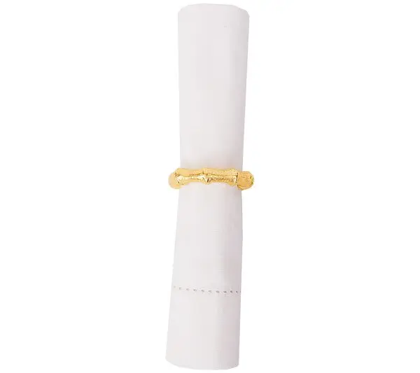 VALERIE PARR HILL Set Of 6 Goldtone Bamboo Napkin Rings Valeri E - One-color