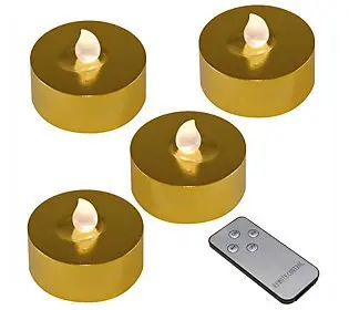 LUMABASE Extra Large Led Tea Lights With Remote Set Of 4 - One-color