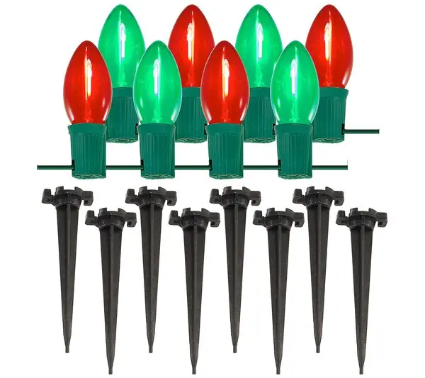 LUMABASE Set Of 8 Red And Green Led Electric Pa Thway Lights - One-color