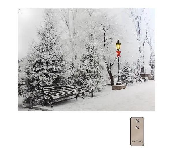 LUMABASE Lighted Wall Art With Remote Winter Wonderland - One-color
