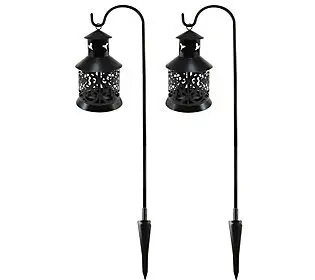 LUMABASE Shepherd's Hooks With Lanterns, Set Of 2 - One-color