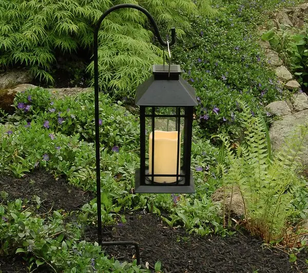 LUMABASE Solar Powered Lantern With Led Candle Black Window