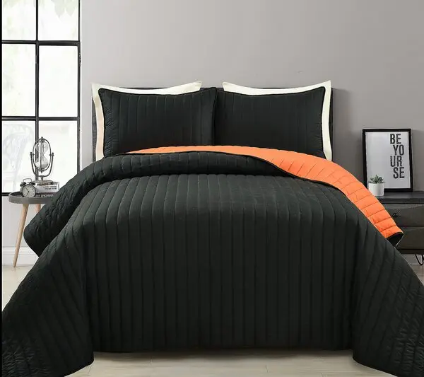 LUSH DECOR Soft Stripe All Season Full/queen Quilt/coverle T Set - One-color