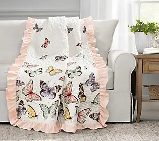 LUSH DECOR Flutter Butterfly Throw By - One-color