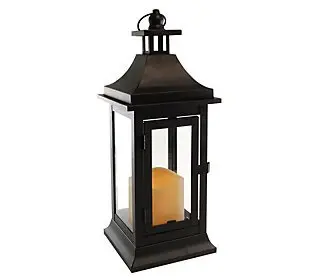 LUMABASE Classic Small Black Metal Lantern With Led Candle - One-color