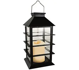 LUMABASE Solar Powered Horizontal Lantern With Led Candle - One-color