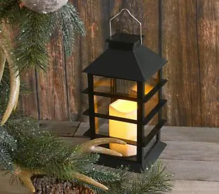 LUMABASE Solar Powered Horizontal Lantern With Led Candle