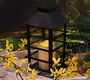 LUMABASE Solar Powered Horizontal Lantern With Led Candle