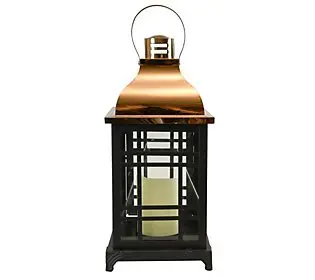 LUMABASE Metal Lantern With Moving Flame Led Ca Ndle