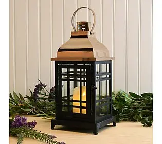 LUMABASE Metal Lantern With Moving Flame Led Ca Ndle