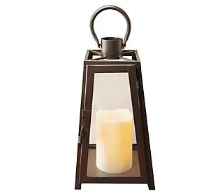 LUMABASE Warm Black Tapered Metal Lantern With Ed Candle - One-color