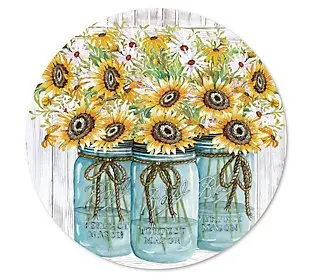 COURTSIDE MARKET Beautiful Sunflowers 12x12 Cir Cular Wood - One-color