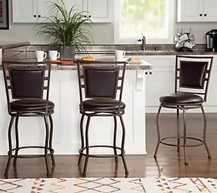 LINON Home Set Of 3 Phoenix Adjustable Leg Couner/bar Stools - One-color