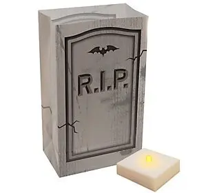 LUMABASE Set Of 6 Tombstone Led Luminarias With Timer - One-color