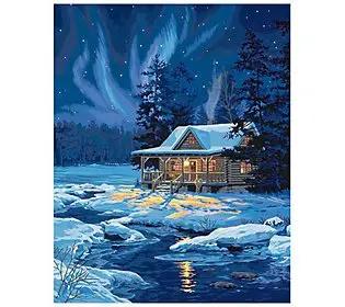 Dimensions Paint-by-number Kit Moonlit Cabin