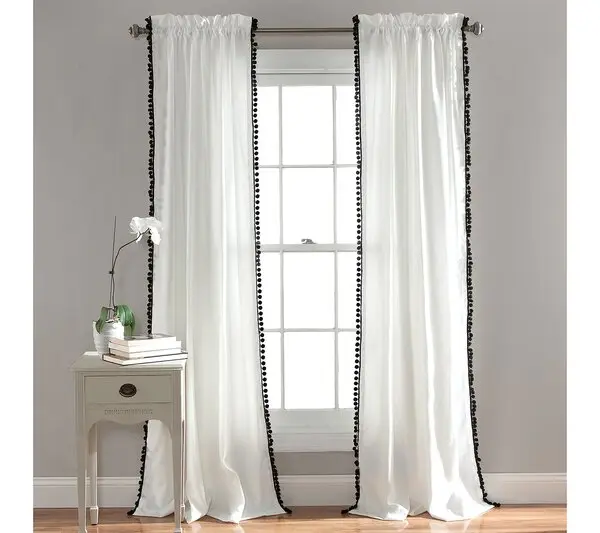 LUSH DECOR Pom Pom 50x108 Single Window Panel By - One-color