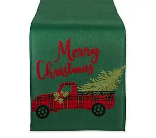 DESIGN IMPORTS 14' X 108' Merry Christmas Truck Table Runner - One-color