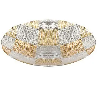 BADASH CRYSTAL Crystal Silver & Gold Cubes Decorated 1 6' Glass Bowl - One-color